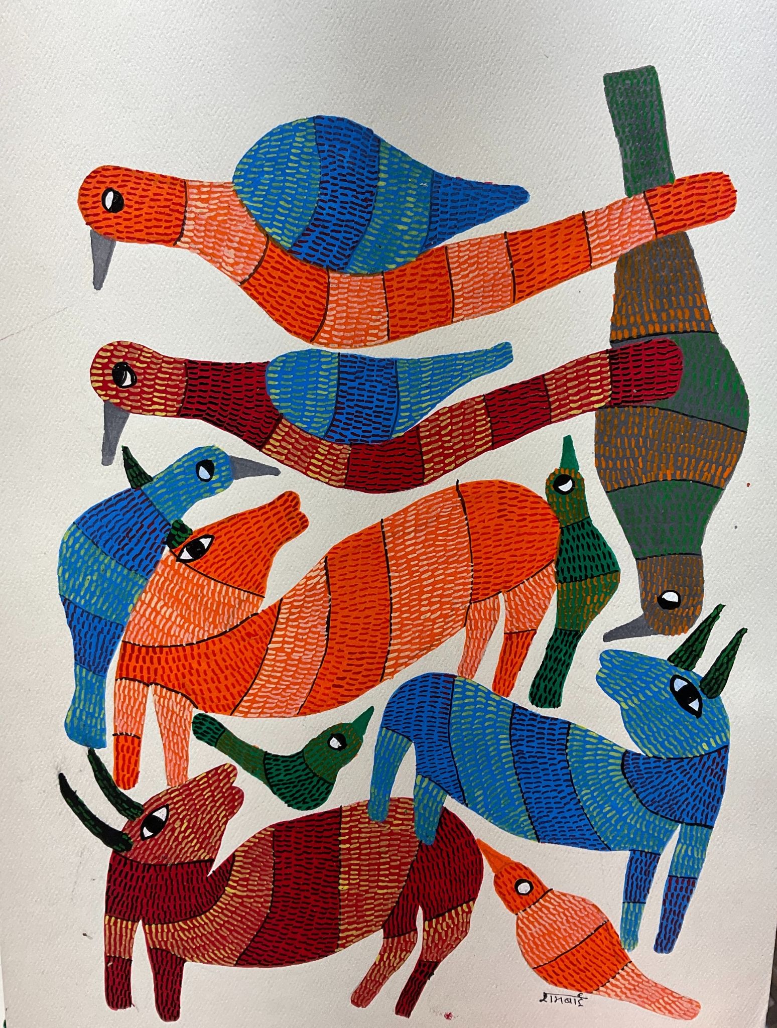 Gond: Rama Bai- Company of cows with Birds by Ram Bai - What role does ...