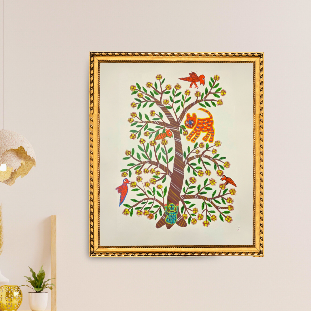 Buy Mahua Tree and Mahua Goddess Painting Online | Baiga Art Painting ...
