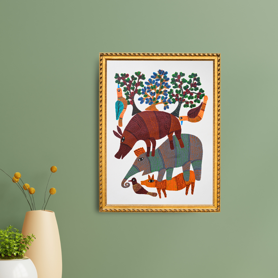 Buy Gond Animals Painting Online | Gond Art Painting at Best Prices ...